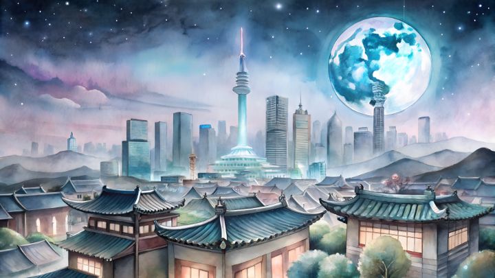 Moonlit Fusion Cityscape - ART8HOME - Digital Art & AI, Buildings ...