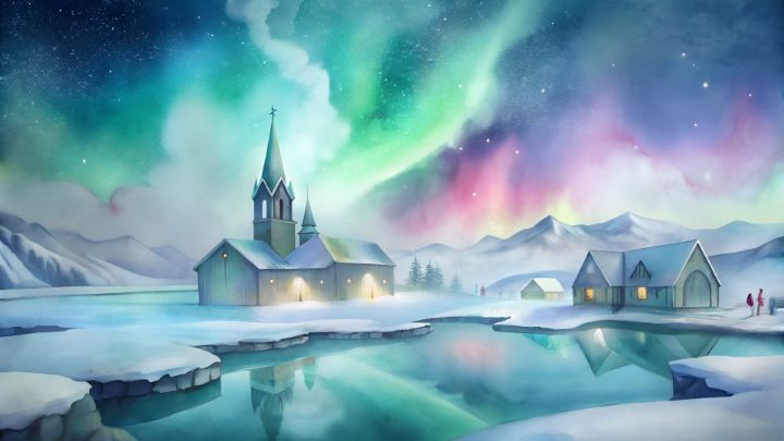 Winter Hamlet Glow Aurora Magic - ART8HOME - Digital Art & AI ...