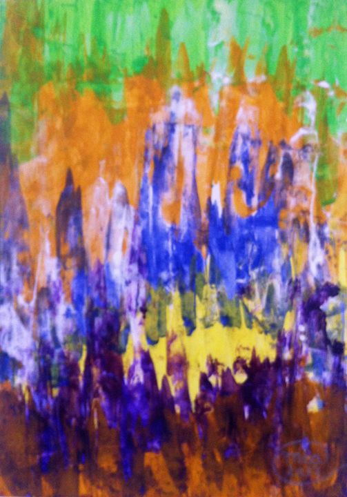 Abstract Painting Colorful Free Form - Abstract on Paper - Paintings ...