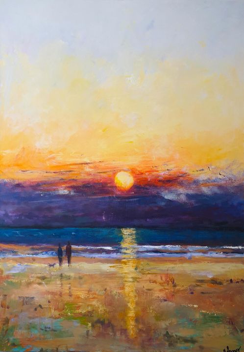 Sunset Beach Stroll - Teresa Tanner - Paintings & Prints, Landscapes ...