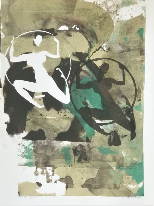 Aerial Acrobat, monoprint, version 7 - (Y) Ylva Maria Thompson ...