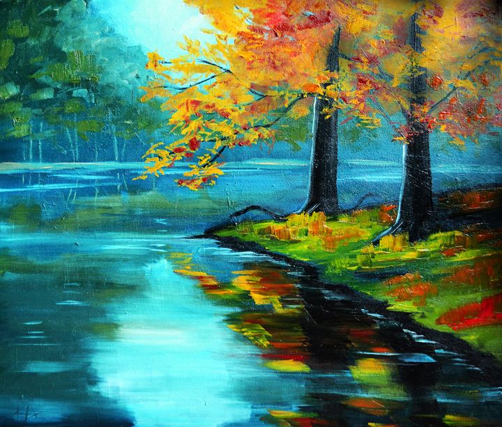 At the Lake - Green Gallery (gg) - Paintings & Prints, Landscapes ...