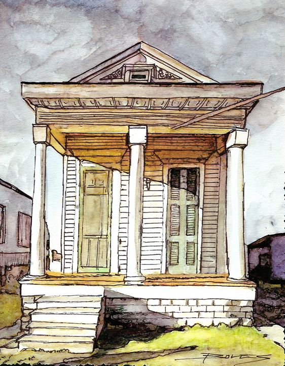 French Quarter Shotgun House - The French Quarter Gallery - Paintings ...
