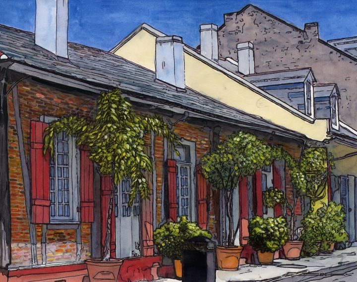 French Quarter Sidewalk - The French Quarter Gallery - Paintings ...