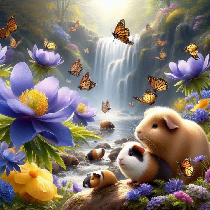 flowers Waterfal ginny pigs - themistoklis1 - Digital Art & AI ...