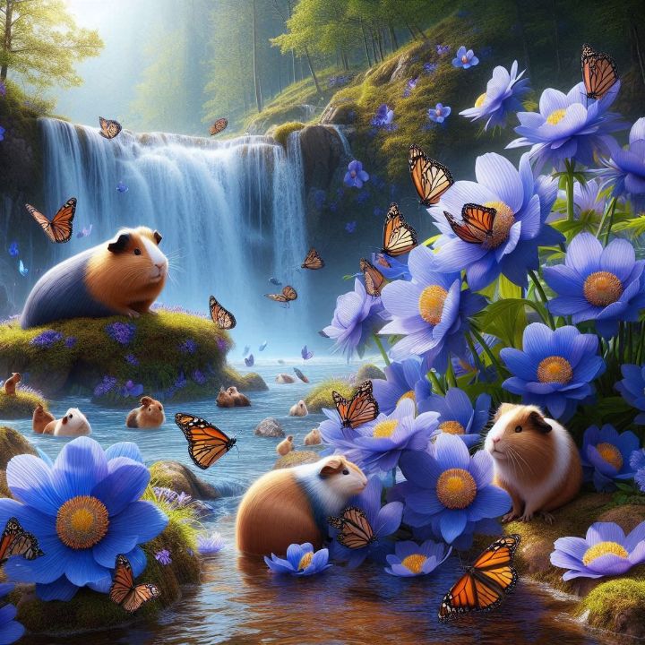 waterfall and Ginnie pigs - themistoklis1 - Digital Art & AI, Animals ...