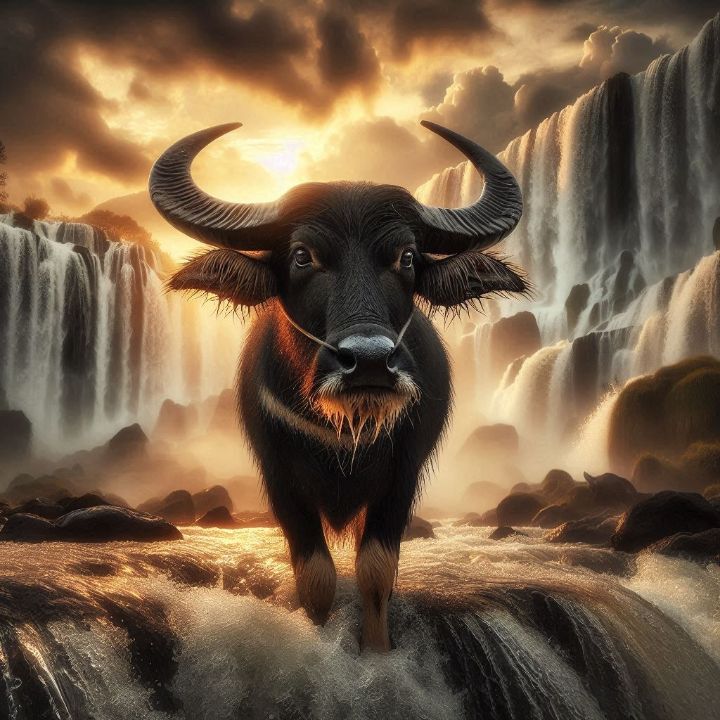 black buffalo waterfall - themistoklis1 - Digital Art & AI, Animals ...