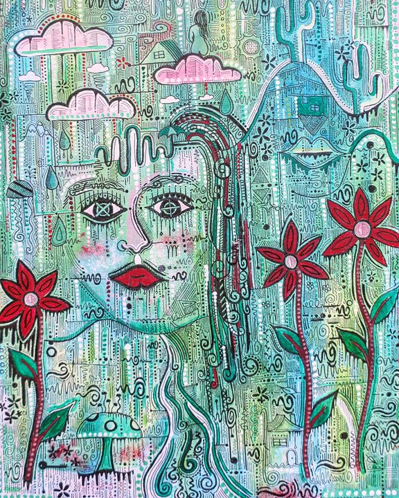 Overwhelming Thoughts - Drawing Wanderer - Paintings & Prints, Abstract ...