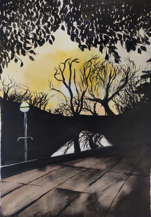 Sunset in park - Kumar Guarav - Paintings & Prints, Landscapes & Nature ...