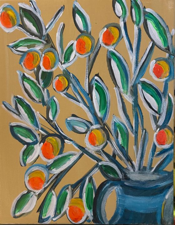 Wild flowers in blue pitcher - Wanda Harris - Paintings & Prints ...