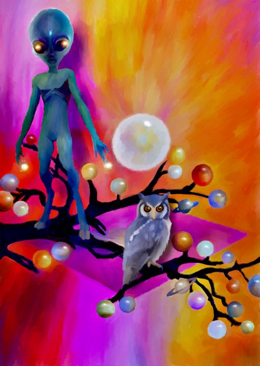 The Alien and The Owl - Laurie'sArt111 - Digital Art & AI, Fantasy ...