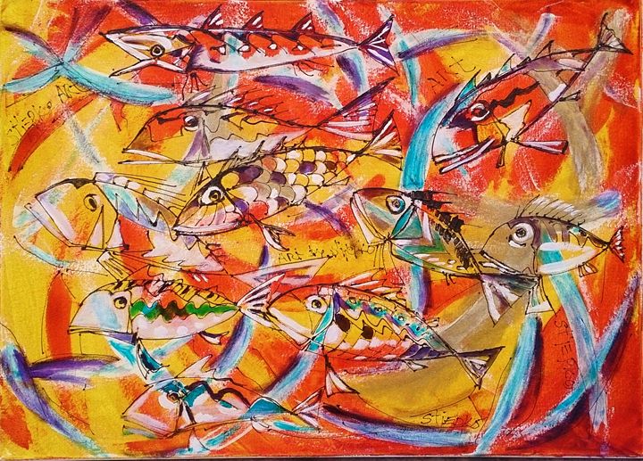 Red tide - SOLD - ART BY STJEPKO - Paintings & Prints, Animals, Birds ...