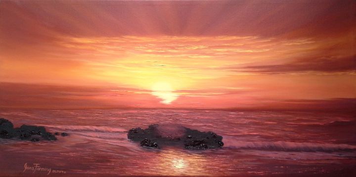 Serene Sunset Over Ocean Waves - Irina Fanning - Paintings & Prints ...