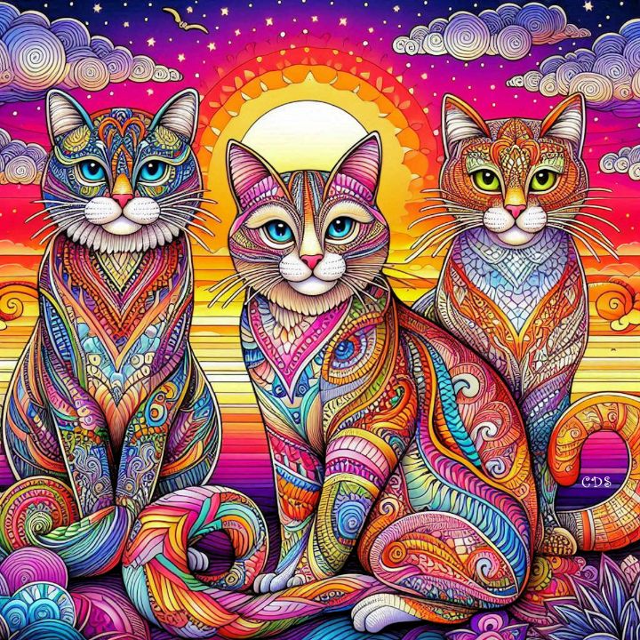 "Zen Cats 13" - Siewert Studio - Drawings & Illustration, Animals ...