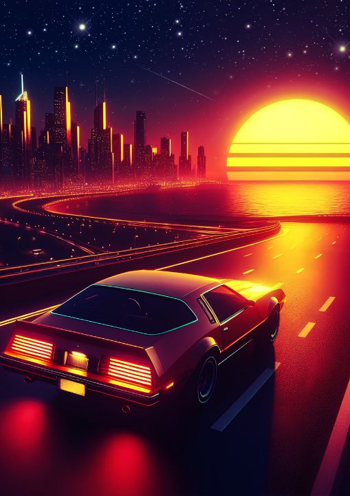 Retro sunset drive - @ritviktakkar - Digital Art & AI, Sports & Hobbies ...