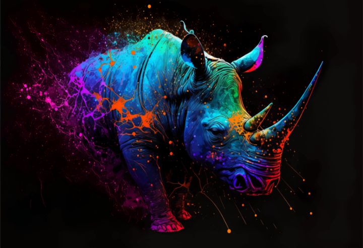 Rhino Splash - Artistwill - Drawings & Illustration, Animals, Birds ...