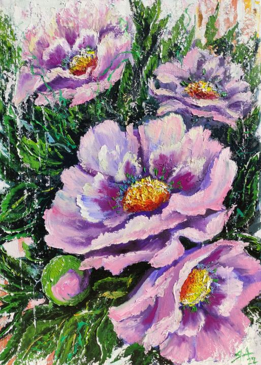 Interior oil painting "Pink Poppy" - Yana Anemona - Paintings & Prints ...