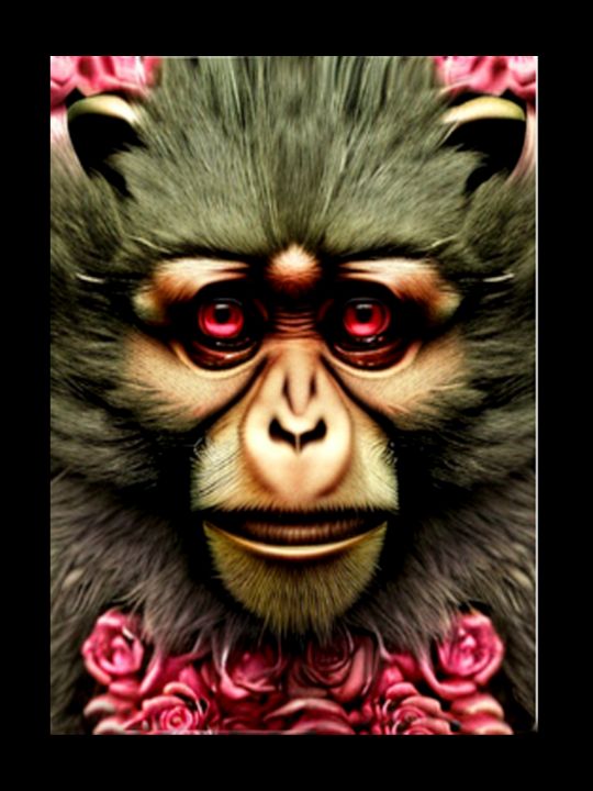 Monkey with red roses - Butt 1525 - Photography, Animals, Birds, & Fish ...