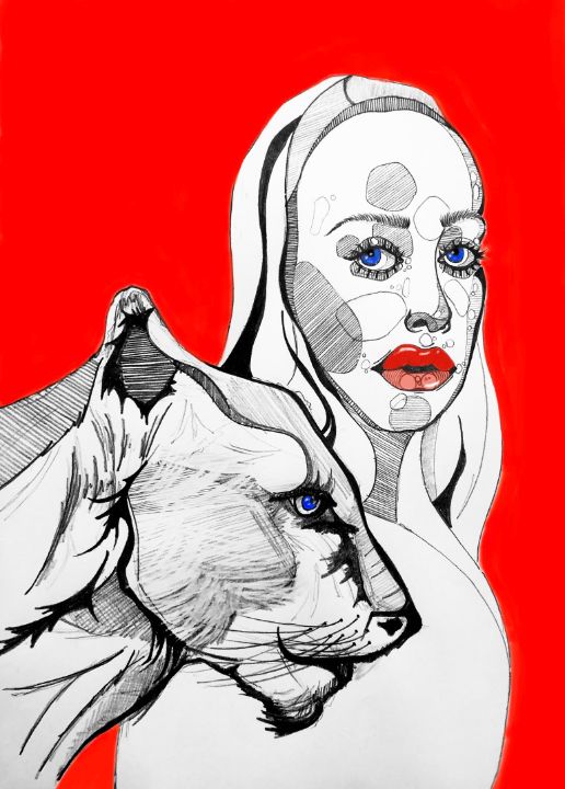 The fierce woman - Eslam’s Gallery - Paintings & Prints, People & Figures, Portraits, Female ...