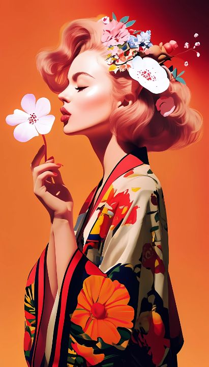 Ethereal Blossom: A Retro-Futuristic - Hind/Obaid - Digital Art & AI ...
