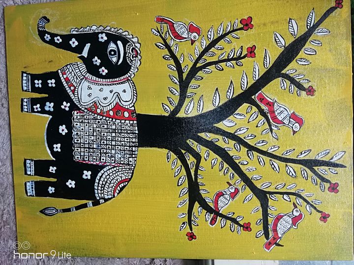 Elephant Gonda paintings - Artiste - Paintings & Prints, Animals, Birds ...