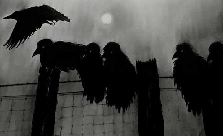 Crows on the fence - Vlasic - Drawings & Illustration, Animals, Birds ...