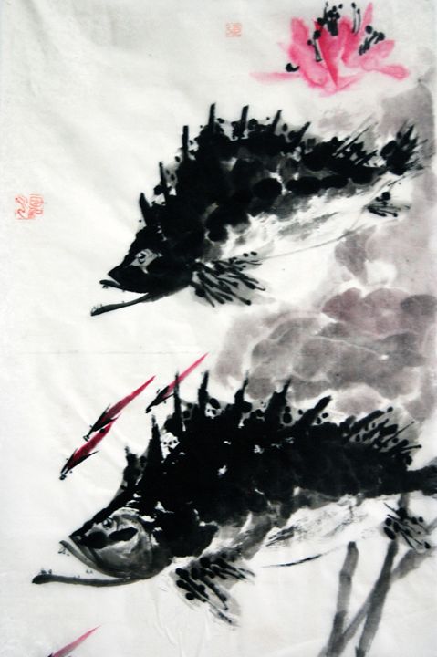 fish - Suhui Chinese paiting - Paintings & Prints, Animals, Birds ...