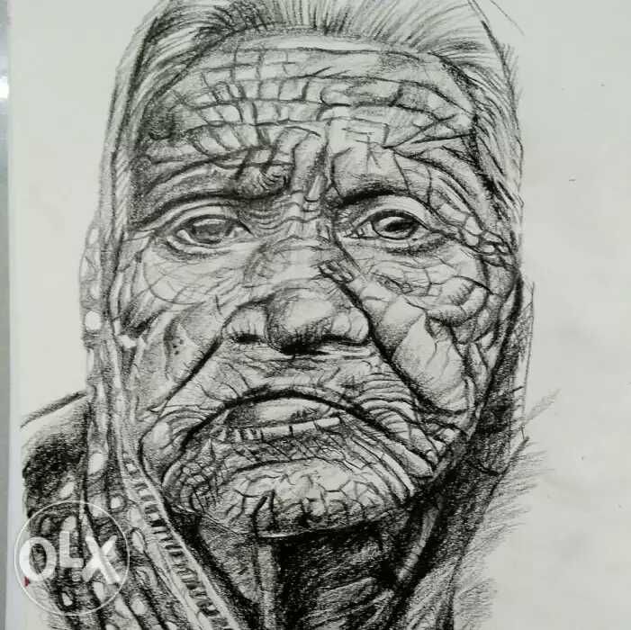 Indian Old woman - Ramraj Ramasamy - Drawings & Illustration, People ...