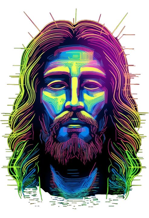 Neon retro Jesus - Magnolion - Digital Art & AI, Religion, Philosophy ...