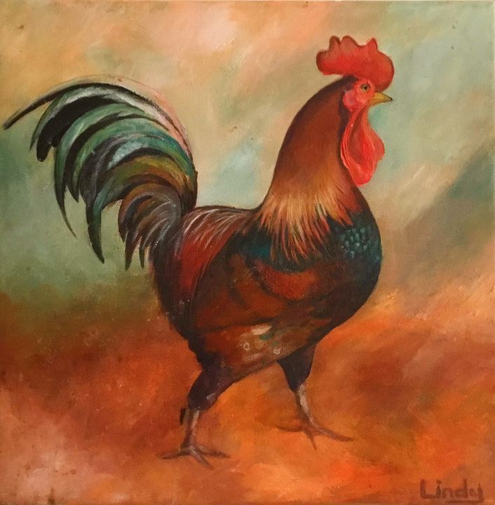 Cockerel in Acrylic - Print - African Urban Art - Paintings & Prints ...