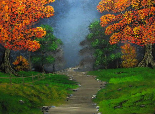 Fall Pathway wandering through trees - Art by Brad Kammeyer - Paintings ...