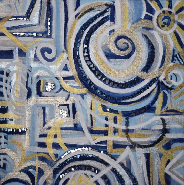Metallic blues 2 - Martina DeVon - Paintings & Prints, Abstract, Other Abstract - ArtPal