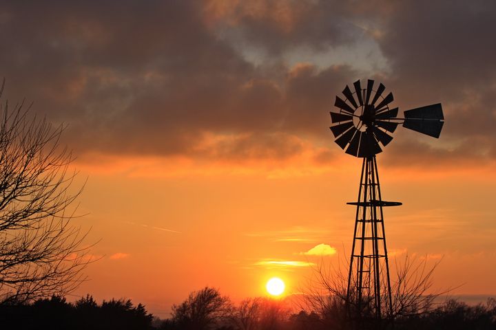 Kansas Golden Sunset With Windmill - Robert D Brozek - Photography ...