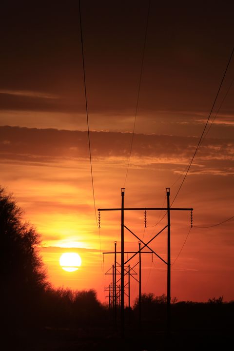 Kansas Sunset with Power Lines - Robert D Brozek - Photography ...