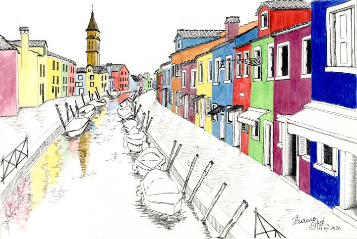 Burano, Italy - ChloARTe - Drawings & Illustration, Places & Travel ...