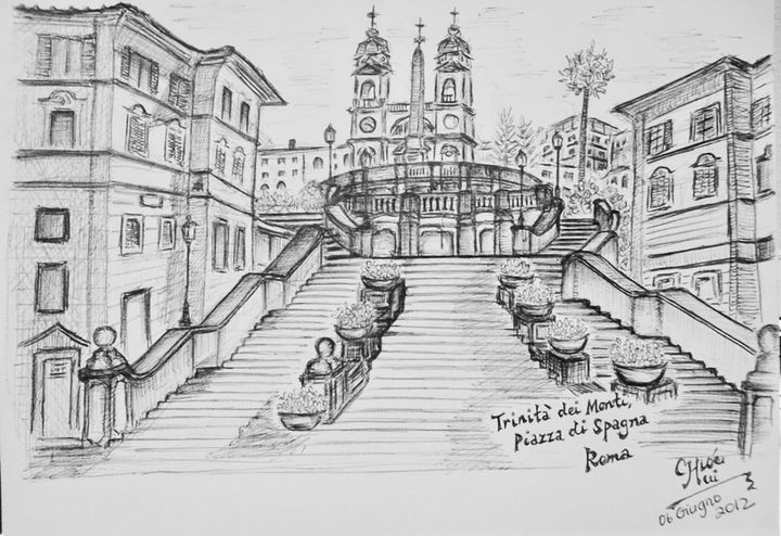 Piazza Spagna, Rome - ChloARTe - Drawings & Illustration, Places ...
