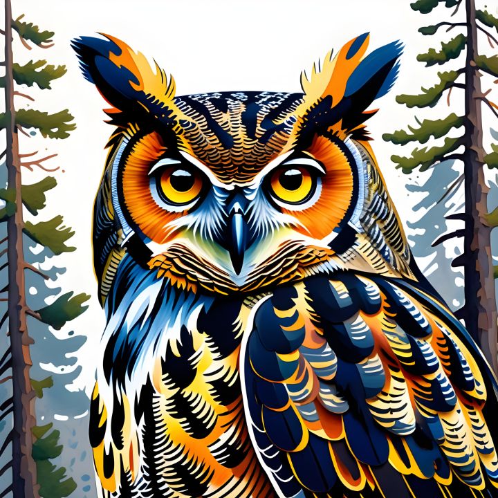 The Great Spotted Horned Owl - Paw's Arts - Digital Art & AI, Animals ...