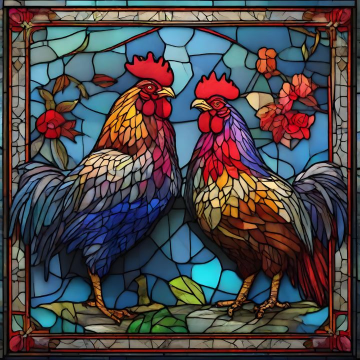 Spring Roosters - Paw's Arts - Digital Art & AI, Animals, Birds, & Fish ...