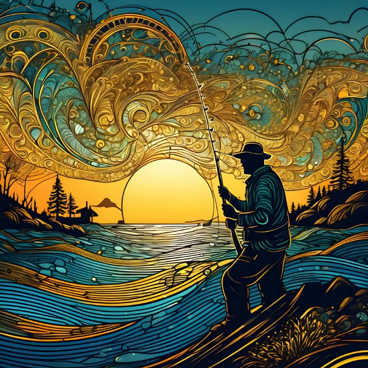 Paw's-delic Fishing Dreams - Paw's Arts - Digital Art & AI, Landscapes ...