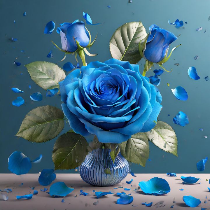 Blue Rose Arrangement - FieryTigressStudios - Digital Art & AI, Flowers ...