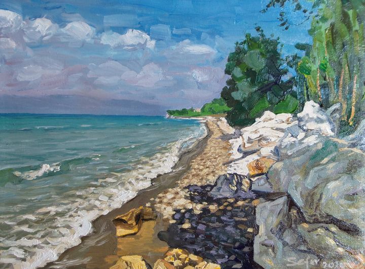 Beach Agnos in Corfu - Corfu Paintings by Sefer - Paintings & Prints ...
