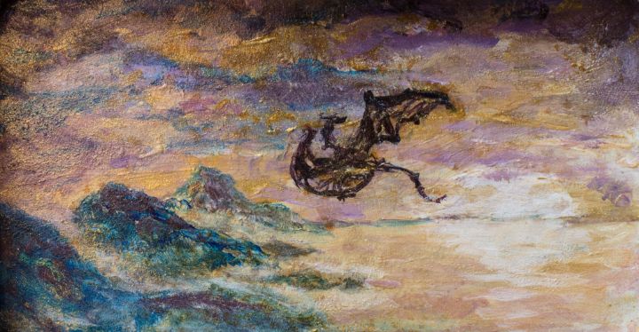 Dragon Flying over Desert Mountains - Holly Sternberg Paintings ...