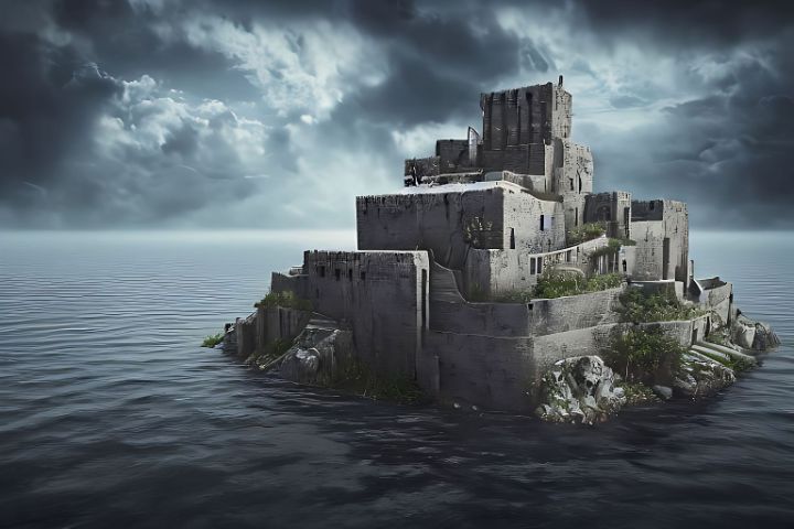 Island fortress - Jolileah - Paintings & Prints, Buildings ...