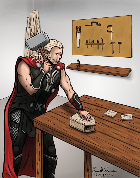 Thor Building a Birdhouse - Daniel French - Drawings & Illustration ...
