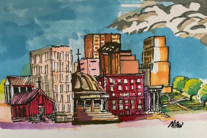 Cityscape Reverie: An Urban Sketch - Michael Anthony Milton Gallery ...