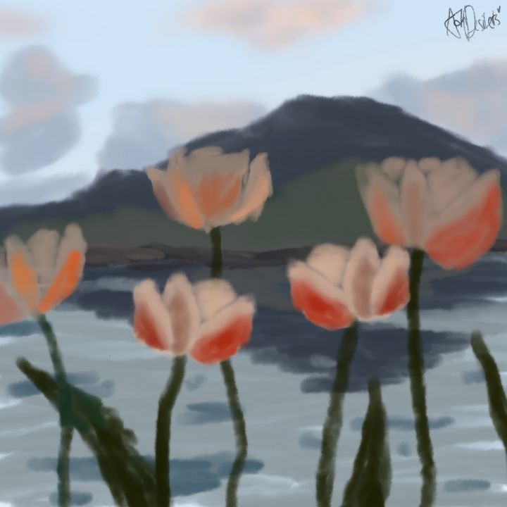 Lake and Flowers - Art by Ada - Drawings & Illustration, Abstract ...