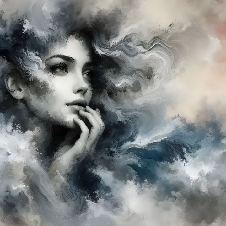 A woman's face merging with clouds - jaser paintings - Digital Art & AI ...