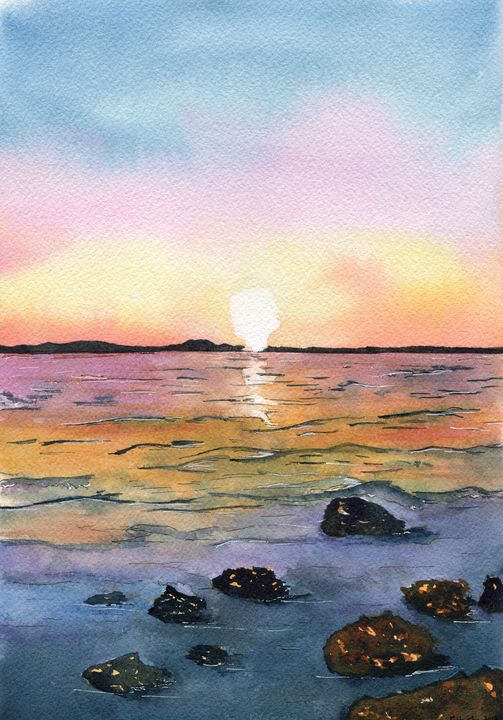 Sunset - Art Aroma by Mehak Mittal - Paintings & Prints, Landscapes ...