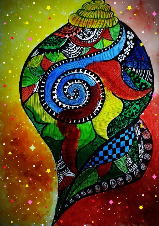 Shankh wrapped in colors - Sneha Rai - Paintings & Prints, Religion ...