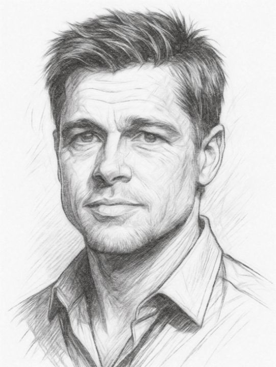 Brad Pitt Pencil Portrait - Leon Woods - Drawings & Illustration ...